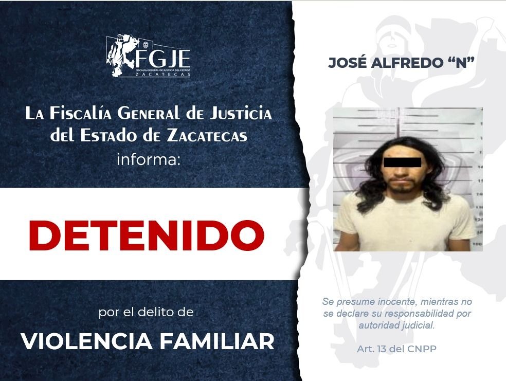 Detienen a José Alfredo por violencia familiar - NTR Zacatecas